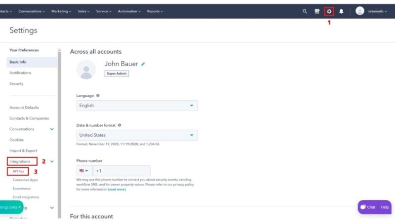 Hubspot API Key - ZetaMatic